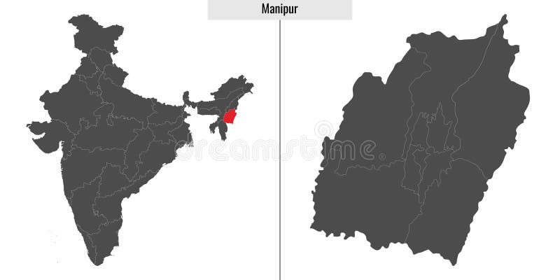 Map of Manipur State of India Stock Vector - Illustration of geography ...