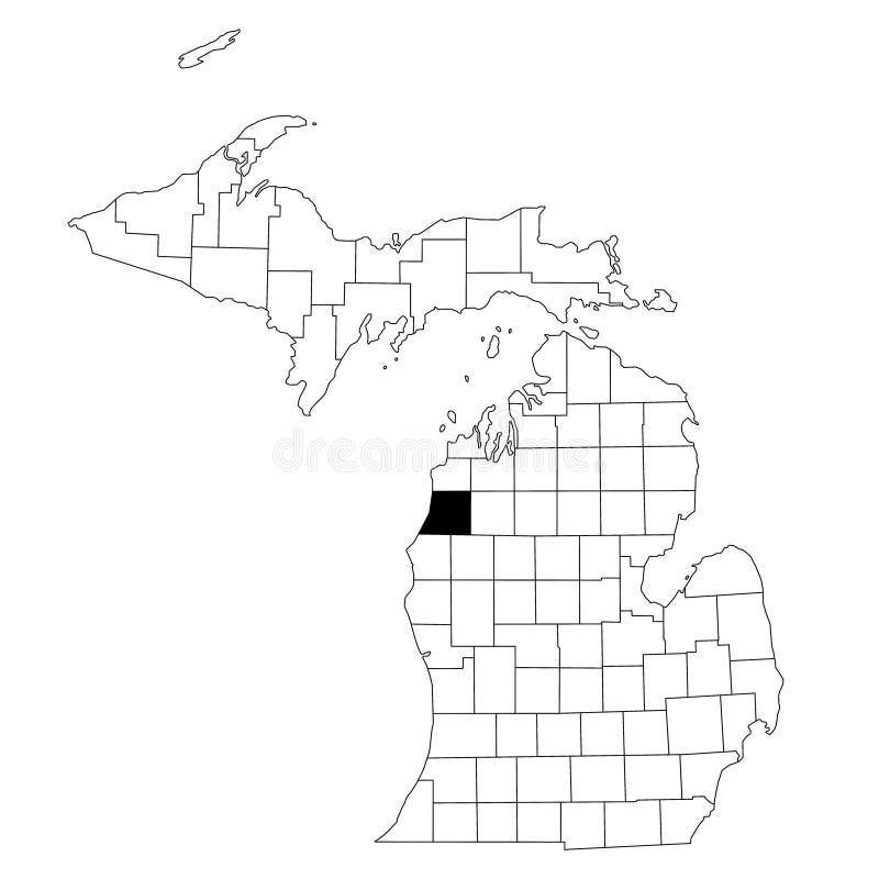 Map of Manistee County in Michigan State on White Background. Single ...