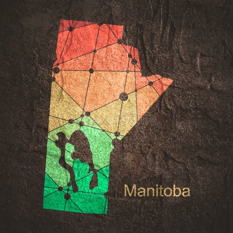 Map of Manitoba. Concept of Travel and Geography of Canada. Stock ...