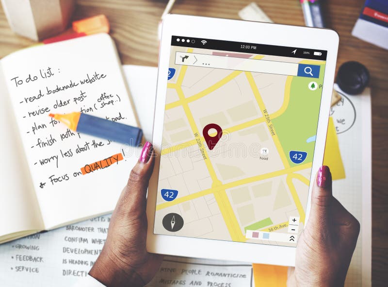 Map Mapping Location Guideline Navigation Concept Stock Image - Image ...