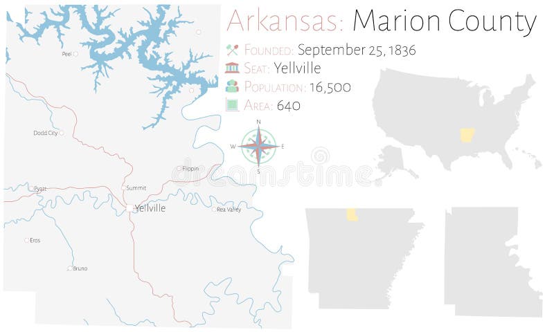 Map of Marion County in Arkansas Stock Vector - Illustration of ...