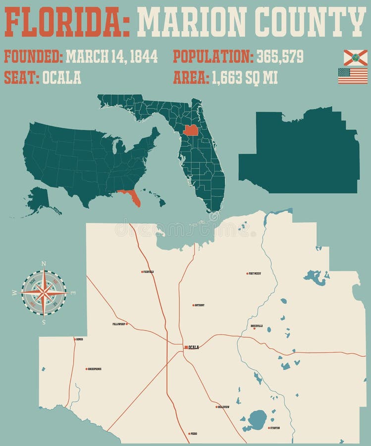 Map of Marion County in Georgia Stock Vector - Illustration of vector ...