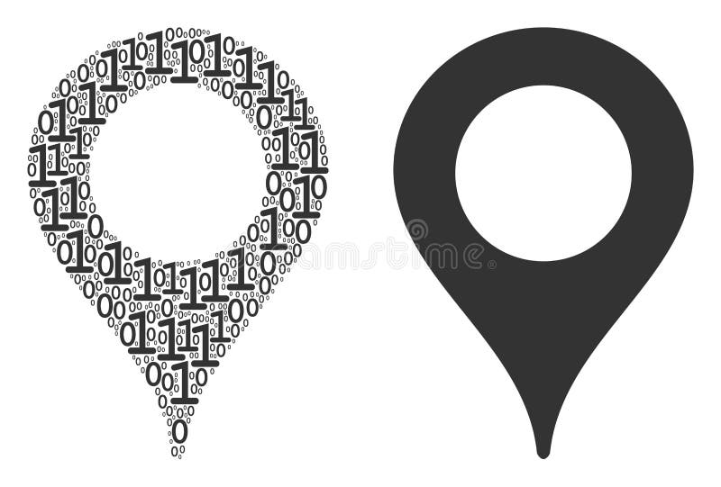 Map Marker Collage of Binary Digits Stock Vector - Illustration of ...