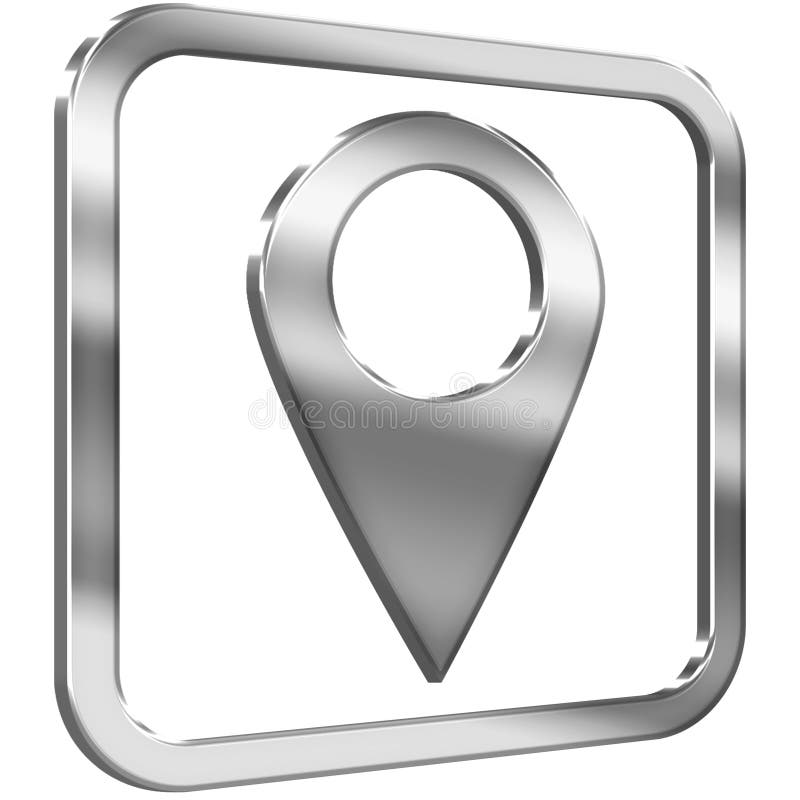 Map Marker 3D Icon with Silver Metallic Effect Representing Location ...