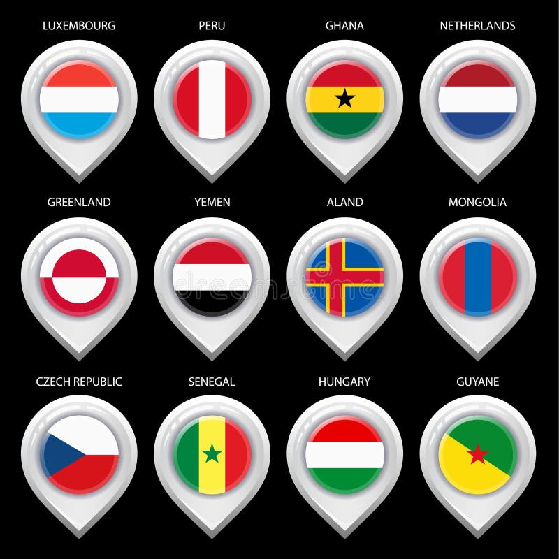 Map Marker with Flag-set Fifth Stock Vector - Illustration of ...