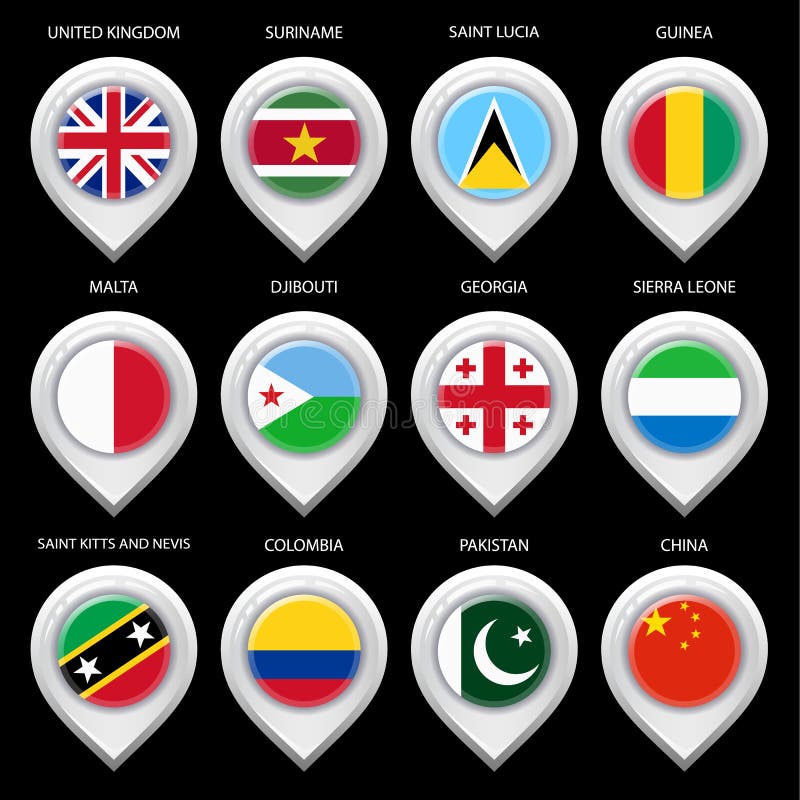 Map Marker with Flag-set Fourth Stock Vector - Illustration of mark ...