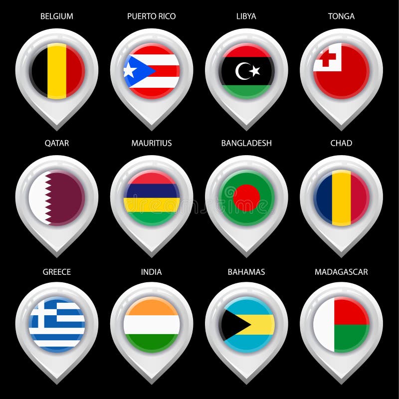 Map Marker with Flag-set Ninth Stock Vector - Illustration of insignia ...