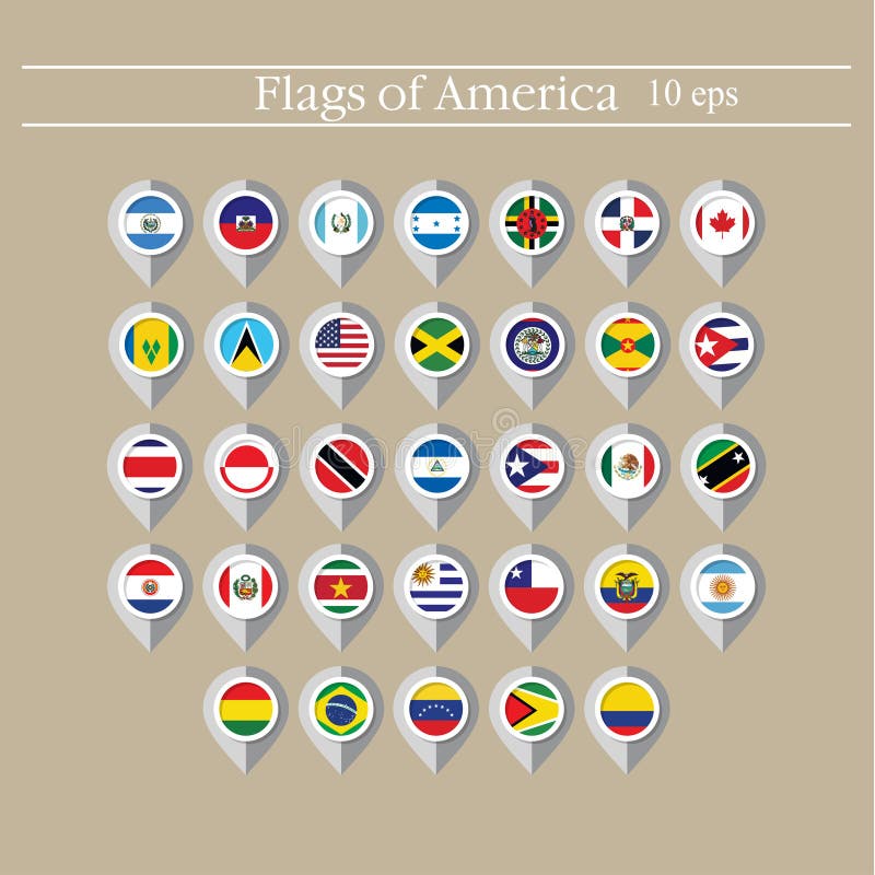 Map Marker with Flags. America. Vector Illustration 10eps Stock ...
