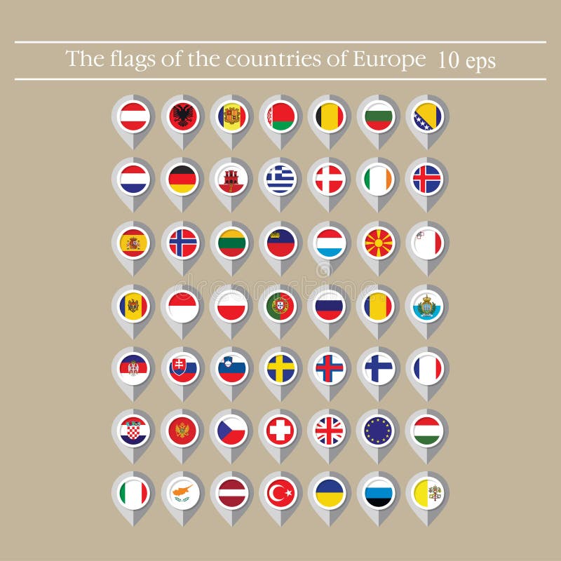 Map Marker with Flags. Vector Illustration 10eps. Stock Vector ...