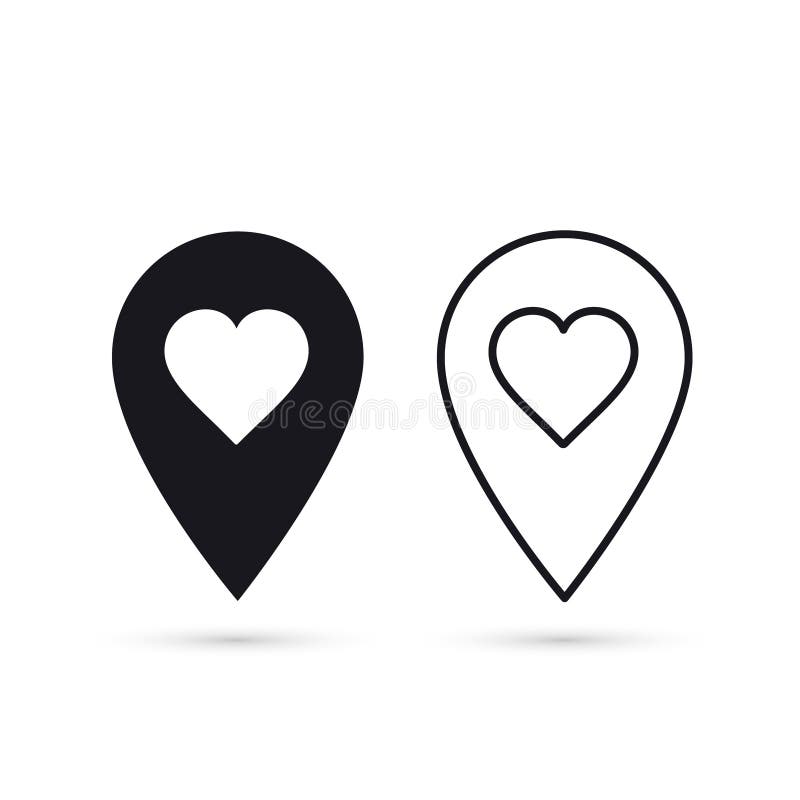 Map Marker with Heart Shape. Vector Icon on White Background Stock ...