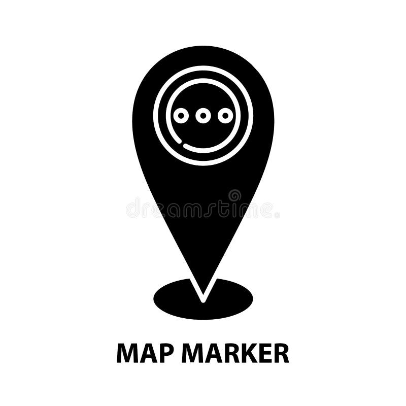 Map Marker Icon, Black Vector Sign with Editable Strokes, Concept ...