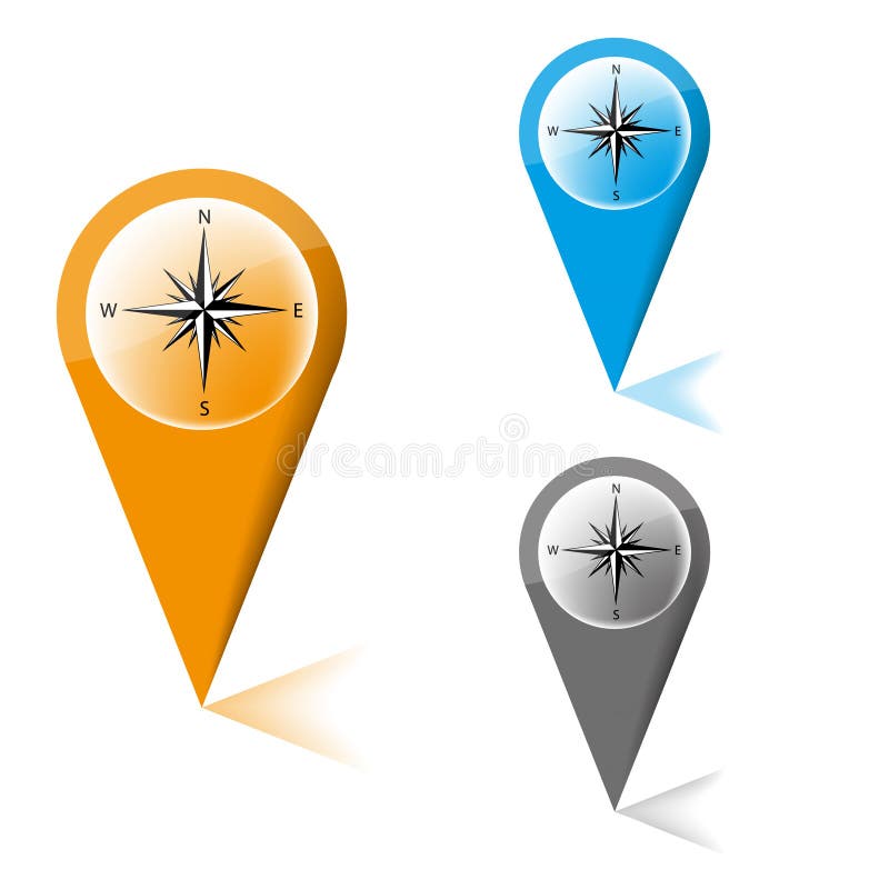 Map Marker with Icon of a Compass Stock Vector - Illustration of ...