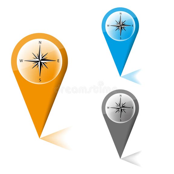 Map Marker with Icon of a Compass Stock Vector - Illustration of ...