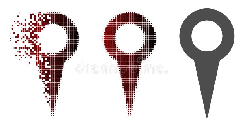 Fragmented Pixelated Halftone Map Marker Icon Stock Vector ...