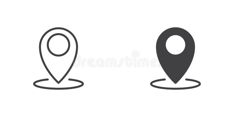 Map Marker Icon, Line and Glyph Version Stock Vector - Illustration of ...