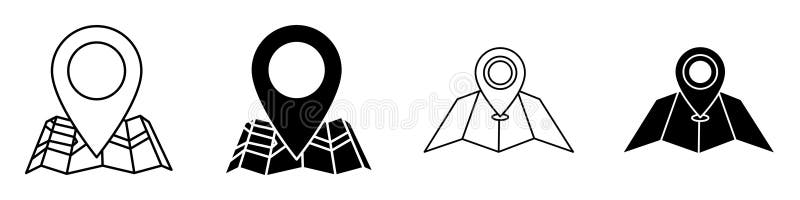 Map Marker Icons Versions Set in Black Flat and Line Style Stock Vector ...