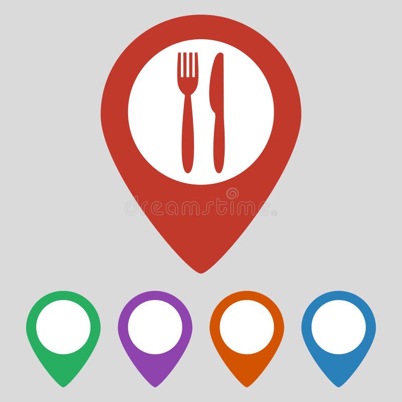 Map Marker Location with Fork and Knife Stock Illustration ...