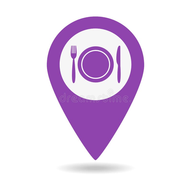 Map Marker Location with Fork Plate and Knife. Stock Illustration ...