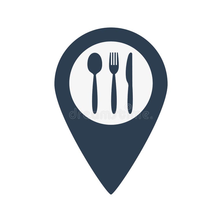 Map Marker Location with Fork Spoon and Knife. Stock Illustration ...