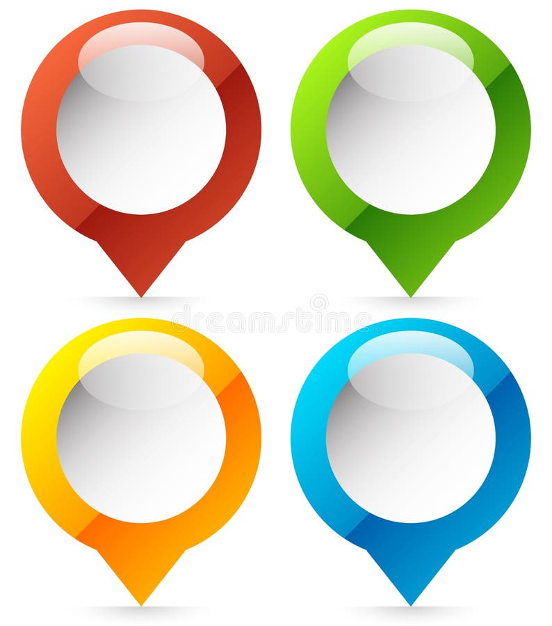 Map Marker, Map Pin Icon in 5 Colors Stock Vector - Illustration of ...