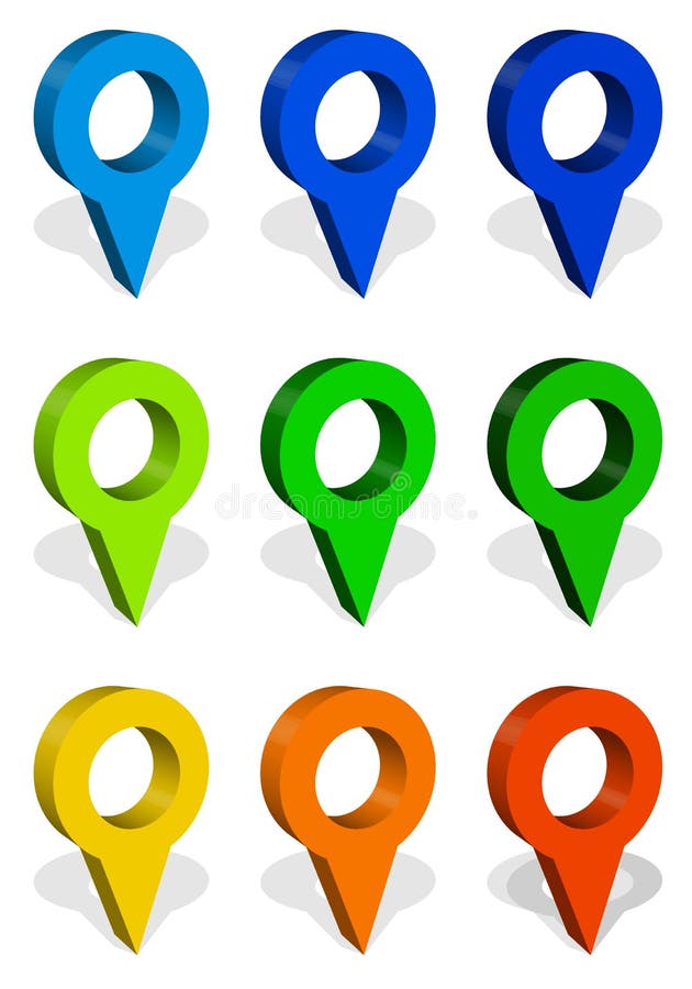 Map Marker, Map Pin Icon in 5 Colors Stock Vector - Illustration of ...