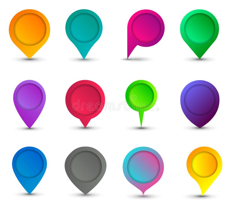 Map Marker, Map Pin Icons. Pointers in Different Colors Stock Vector ...