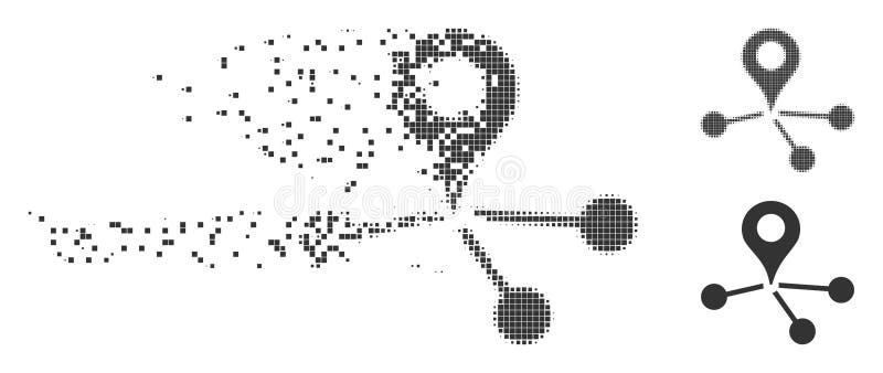 Map Marker Network Dispersed Pixel Halftone Icon Stock Vector ...