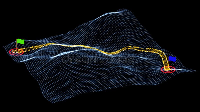 Map Marker Pointer with Dots Road Vector Outline Style. GPS Navigation ...