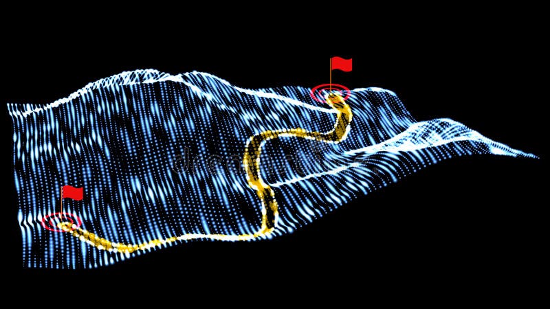 Map Marker Pointer with Dots Road Vector Outline Style. GPS Navigation ...