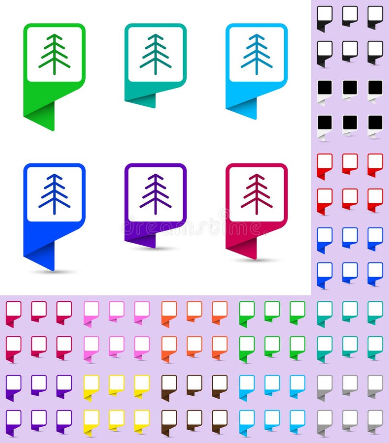 Map Marker or Pointer, Rounded Marker Mock Up in Different Colors ...
