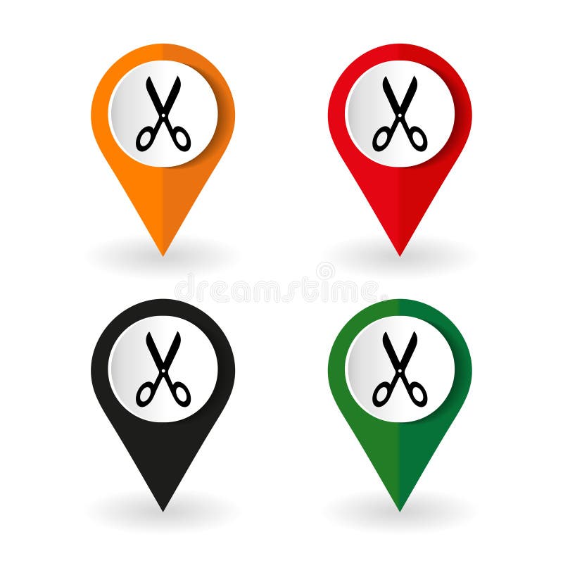 Map Marker with Scissors Symbol. Vector Illustration Stock Vector ...