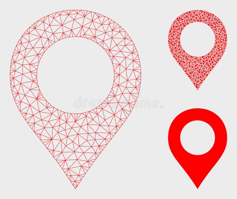 Map Marker Vector Mesh Carcass Model and Triangle Mosaic Icon Stock ...