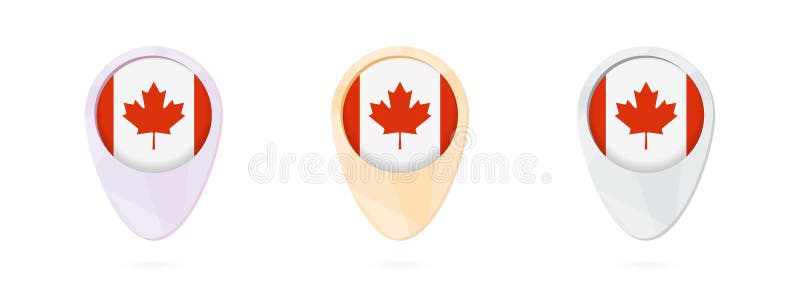 Map Markers with Flag of Canada, 3 Color Versions Stock Vector ...