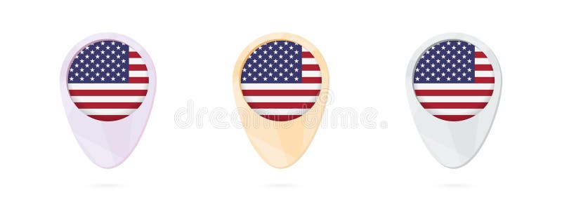 Map Markers with Flag of USA, 3 Color Versions Stock Vector ...