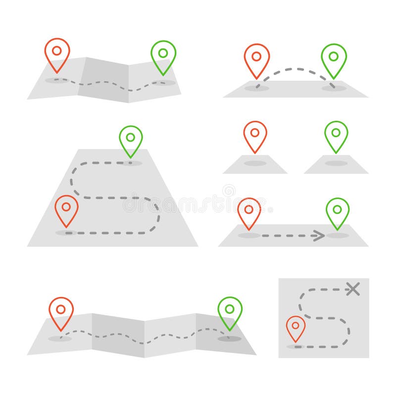 Map Markers and Flat Map Icon Set Stock Vector - Illustration of flat ...