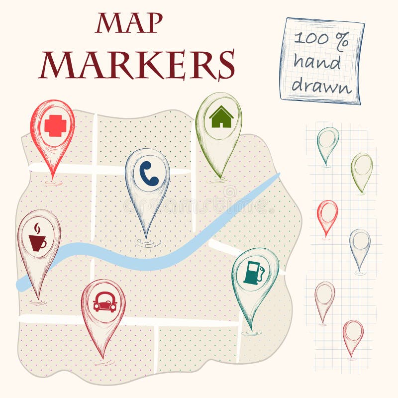 Map markers stock vector. Illustration of pointer, distance - 48312273