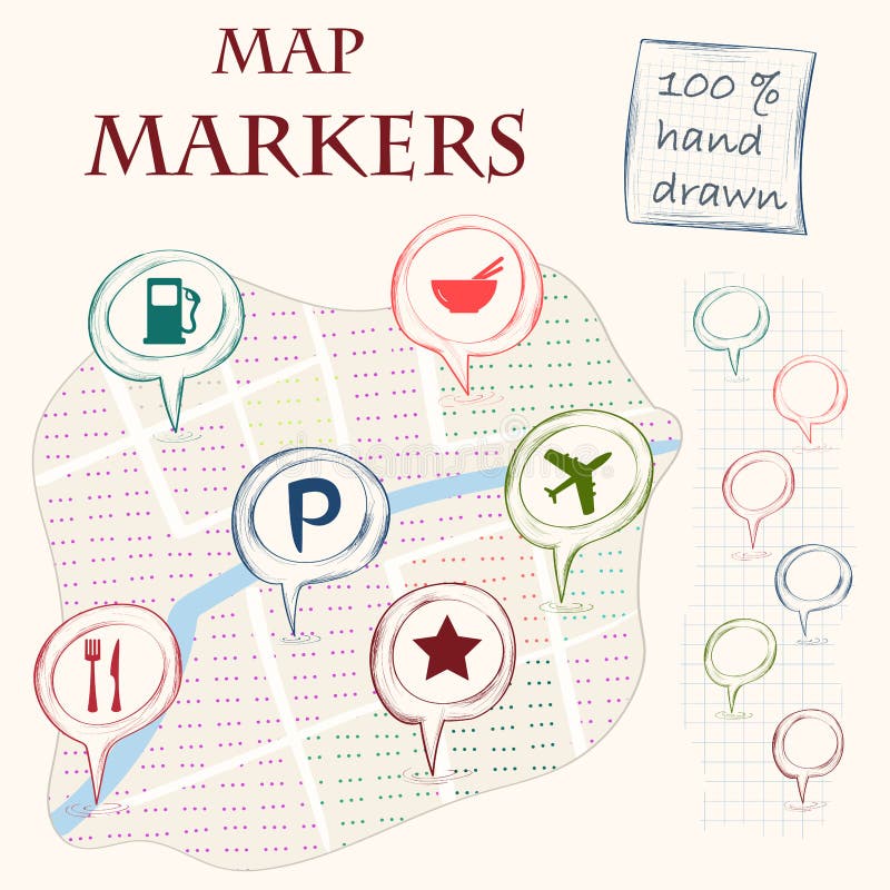 Map markers stock vector. Illustration of pointer, distance - 48312273