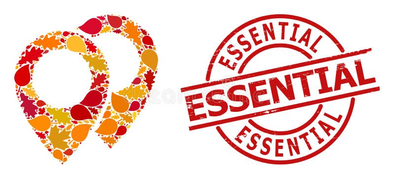 Distress Essential Seal and Map Markers Autumn Collage Icon with Fall ...