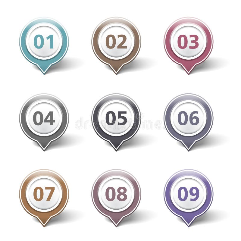 Map Markers with Numbers stock vector. Illustration of marker - 35092842