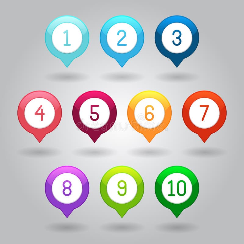 Map Markers with Numbers Vector Eps10 Illustration Stock Vector ...
