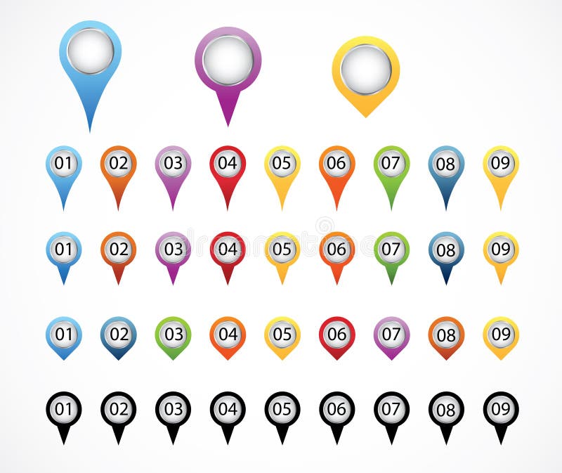 Map markers with numbers stock vector. Illustration of location - 30362630