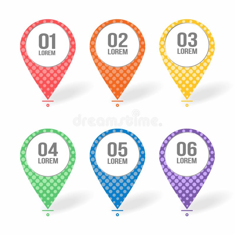 Map Markers, Pointers Icons with Blank Place for Text. Colorful Set of ...