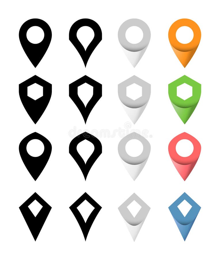 Map Markers Set. Set Map Pin Pointers Stock Vector - Illustration of ...