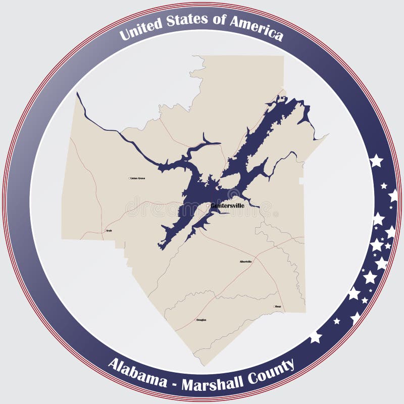 Map of Marshall County in Alabama Stock Vector - Illustration of travel ...