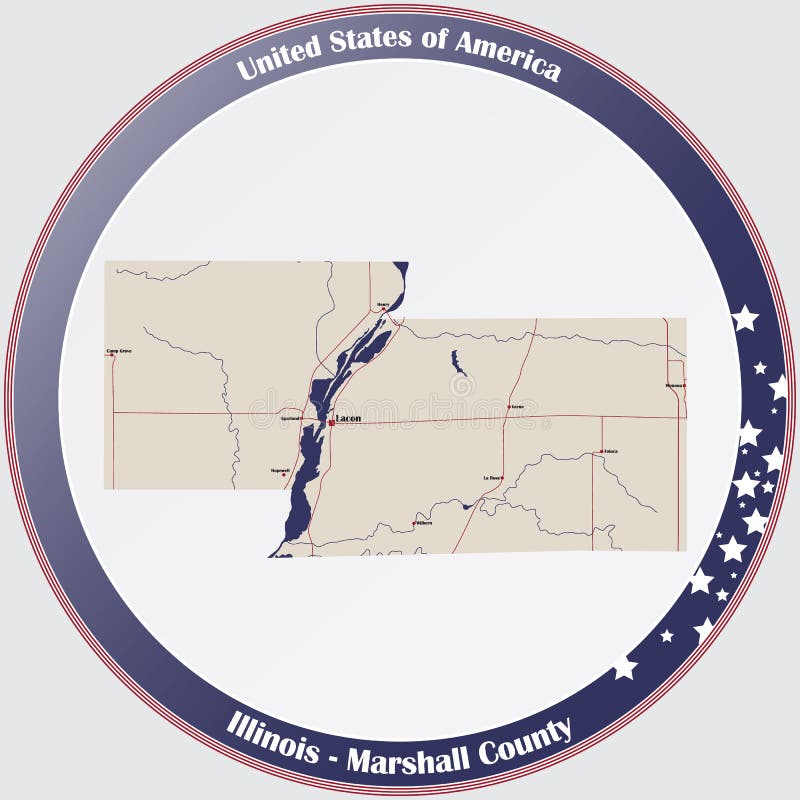 Map of Marshall County in Illinois Stock Vector - Illustration of roads ...