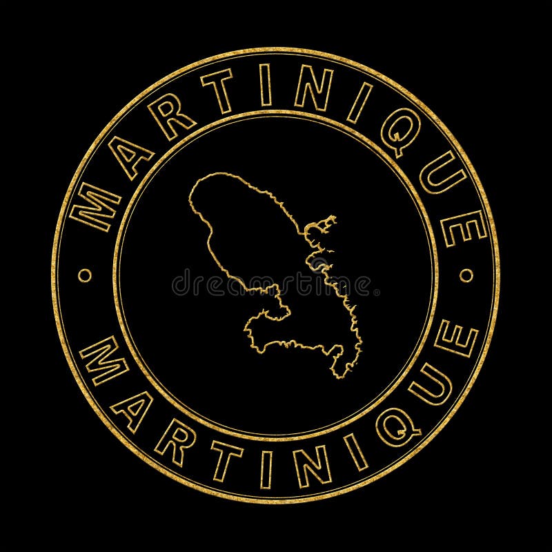Map of Martinique, Golden Stamp Black Background Stock Illustration ...