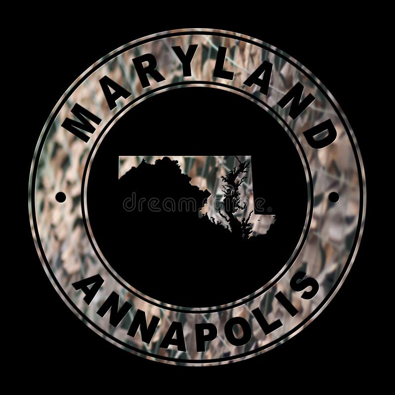 Map of Maryland, Military Stamp Stock Illustration - Illustration of ...