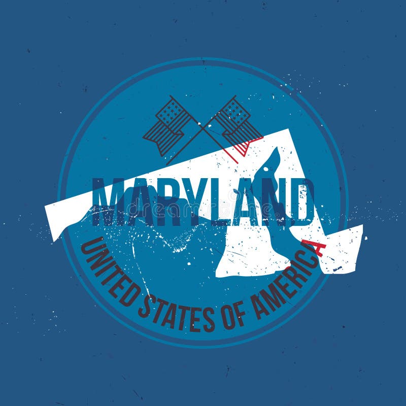 Map of Maryland State Label. Vector Illustration Decorative Design ...