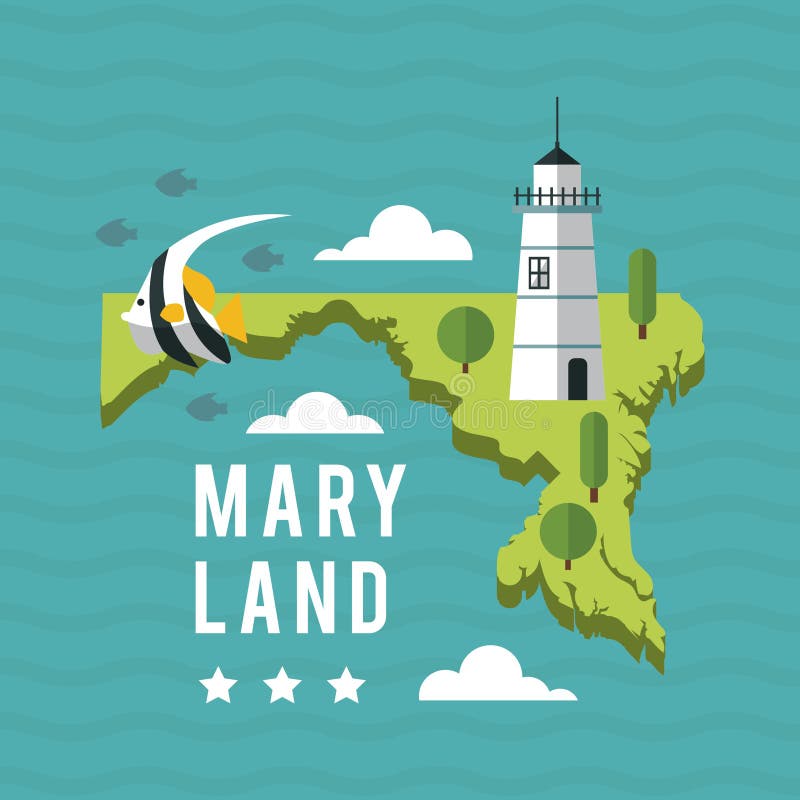 Map of Maryland State. Vector Illustration Decorative Design Stock ...