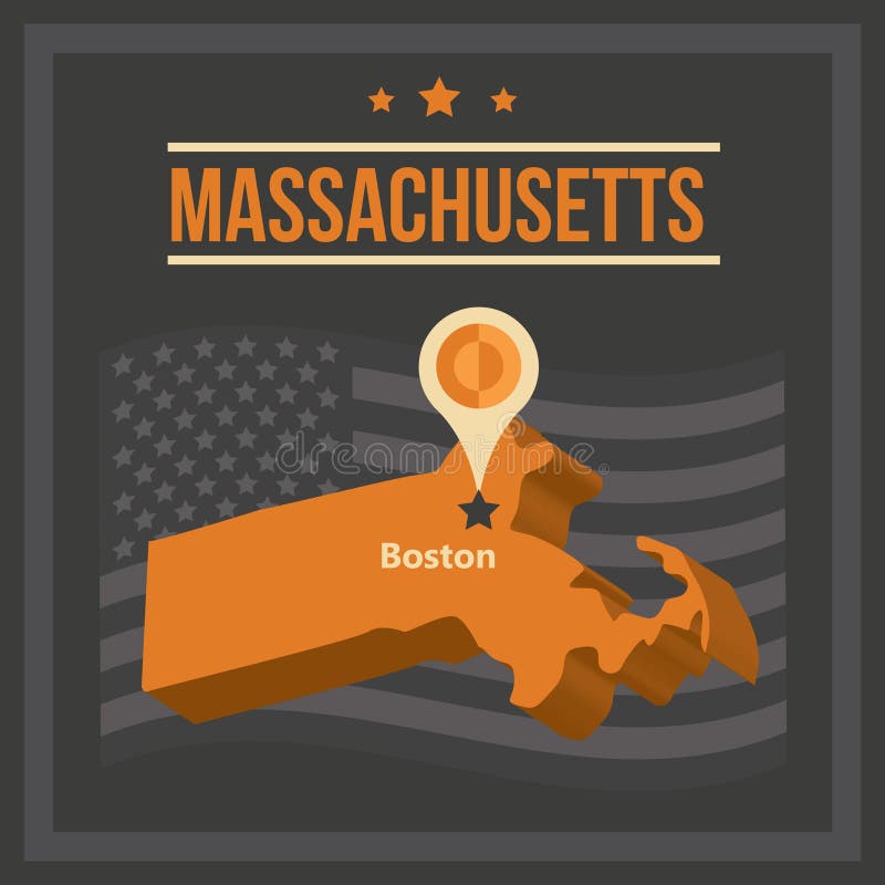 Map of Massachusetts State. Vector Illustration Decorative Design Stock ...